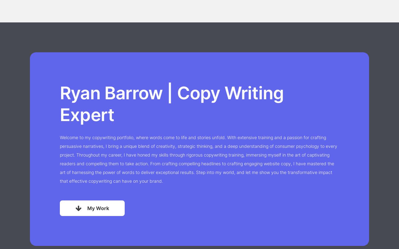 Ryan Barrow's Copy Writing Portfolio